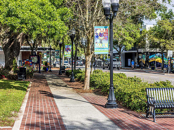 Brick pathways invite leisurely exploration, where every step feels like you're walking through pages of Bartow's living history book.