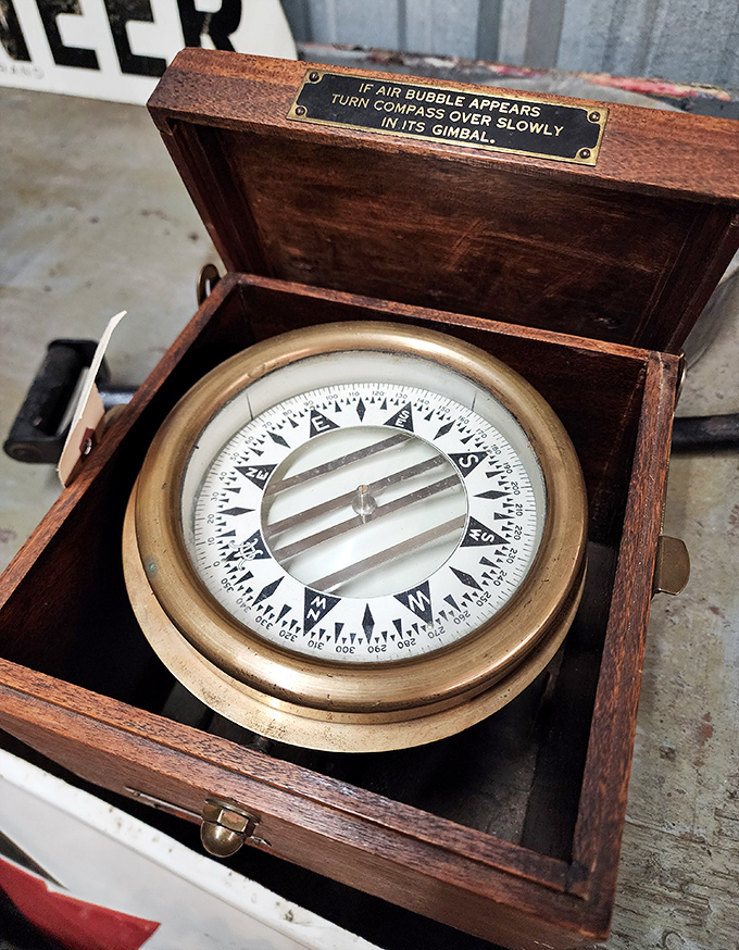 If air bubble appears, turn compass over slowly in its gimbal &ndash; maritime navigation before GPS required actual skill!