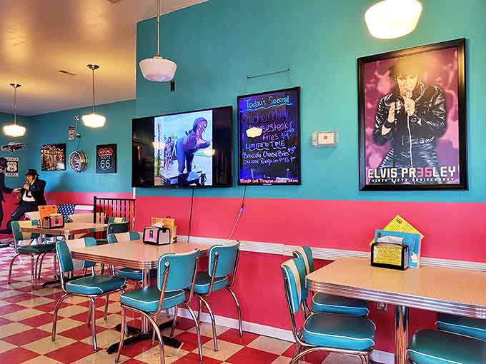 The dining area hums with conversation and classic tunes, where strangers become friends over shared appreciation of properly prepared comfort food.