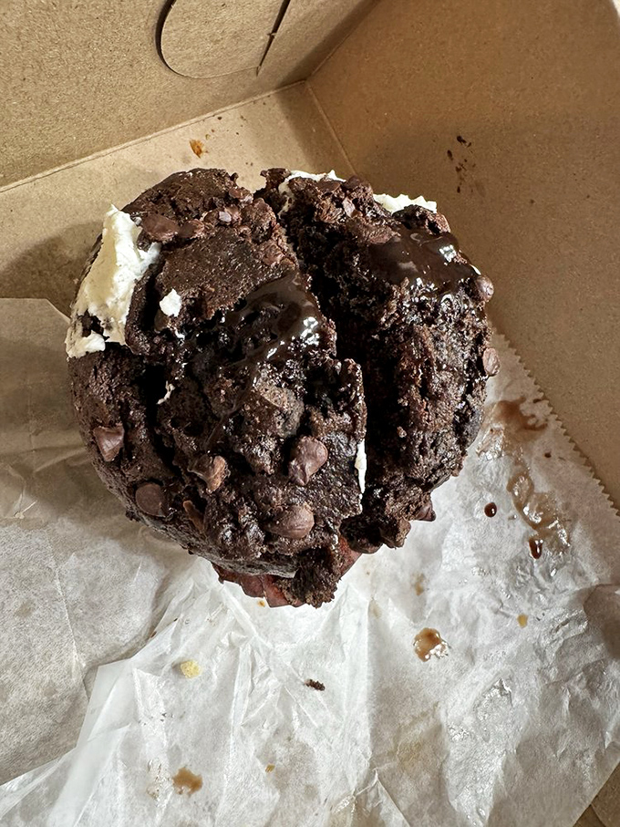 Double chocolate muffins that could make a chocolate lover weep &ndash; dense, rich, and unapologetically indulgent with a center that's practically fudge.