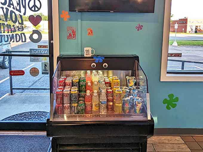 A rainbow of bottled refreshments stands ready to complement your sugar fix &ndash; because what's a perfect donut without the perfect beverage pairing?