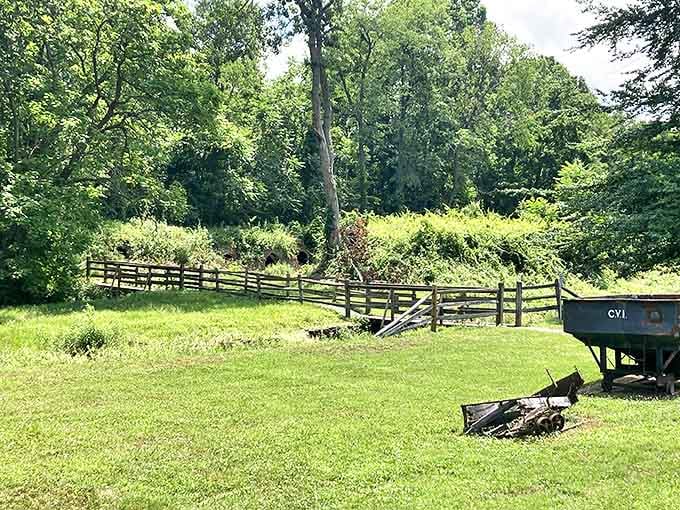The peaceful meadow belies its industrial past, where smoke once billowed and the ground trembled with the constant activity of coke production.