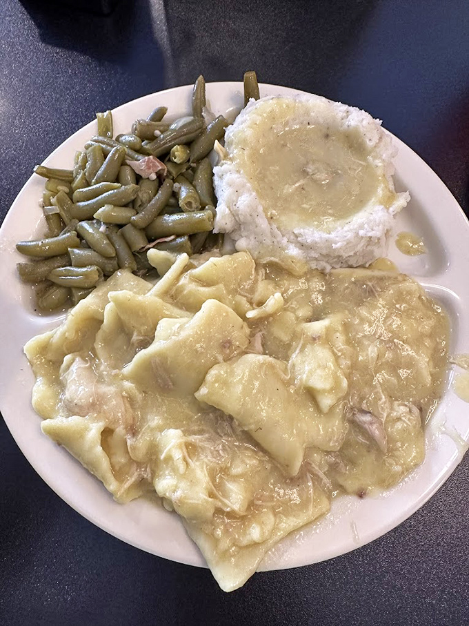 Green beans with a hint of bacon alongside cloud-like mashed potatoes – vegetables the way your grandmother insisted they should be prepared.