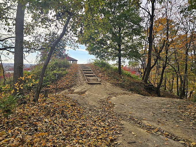 The path less traveled leads upward to hidden rewards &ndash; sometimes the best views require the steepest climbs.