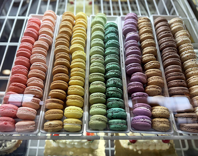 Rainbow rows of macarons stand at attention like tiny, delicious soldiers &ndash; their perfect shells hiding ganache fillings that range from classic to creative.