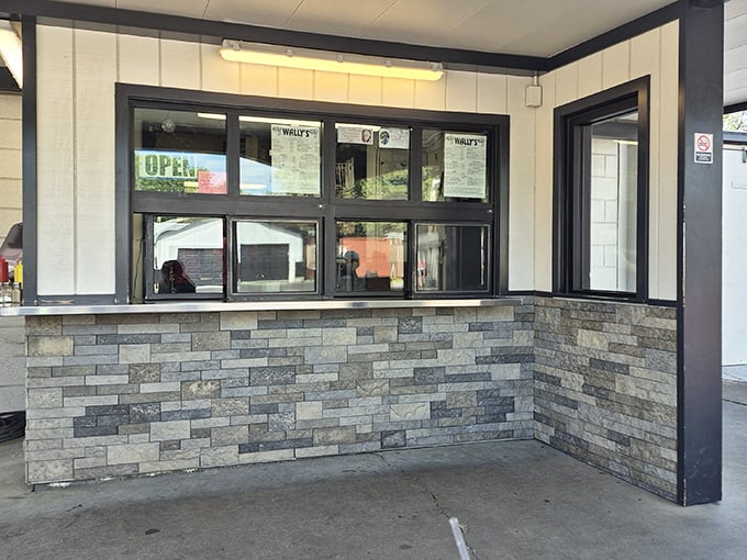 A glimpse of the ordering window &ndash; where burger dreams come true with a side of small-town friendliness.