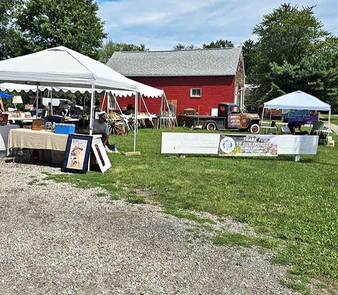 Under blue Ohio skies, the outdoor market transforms treasure hunting into a community celebration of all things vintage and vibrant.