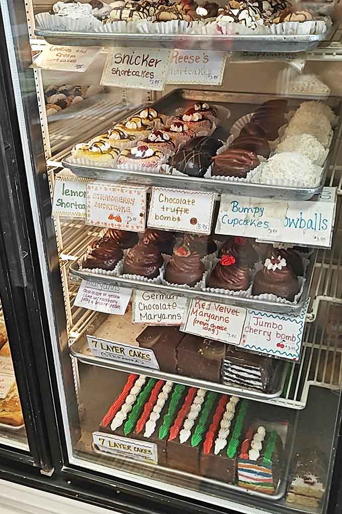 The refrigerated case holds sweet secrets &ndash; from Snicker shortcakes to Red Velvet Jumbo Cherry Bombs that live up to their explosive name.