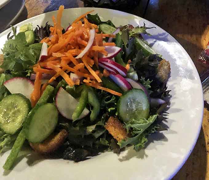 Even the salads show personality here &ndash; fresh greens, vibrant vegetables, and homemade croutons prove healthy eating doesn't mean boring eating.