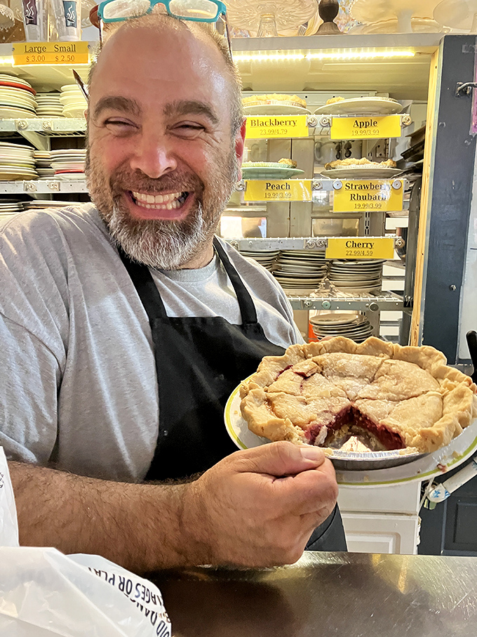 Behind every great pie is a passionate baker, and this joyful craftsman clearly loves sharing his creations with the world.