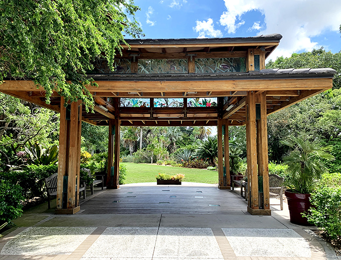 Wooden Pavilion: This Japanese-inspired structure offers a moment of contemplation, framing the garden's beauty through its thoughtful architectural lines.