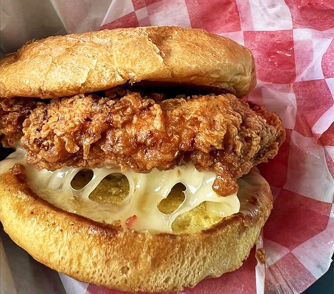 Chicken Sandwich: Crispy exterior, juicy interior &ndash; this sandwich proves chicken doesn't have to play second fiddle to beef.