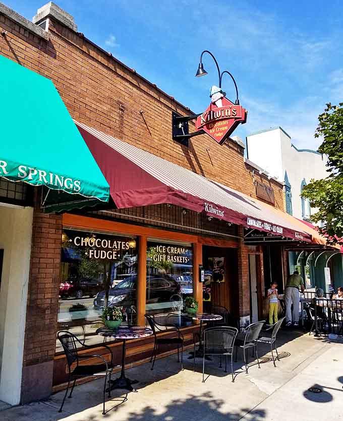 Kilwins' classic storefront houses not just ice cream but a wonderland of confections. The large windows invite passersby to peek at the sweet treasures inside this Harbor Springs favorite.