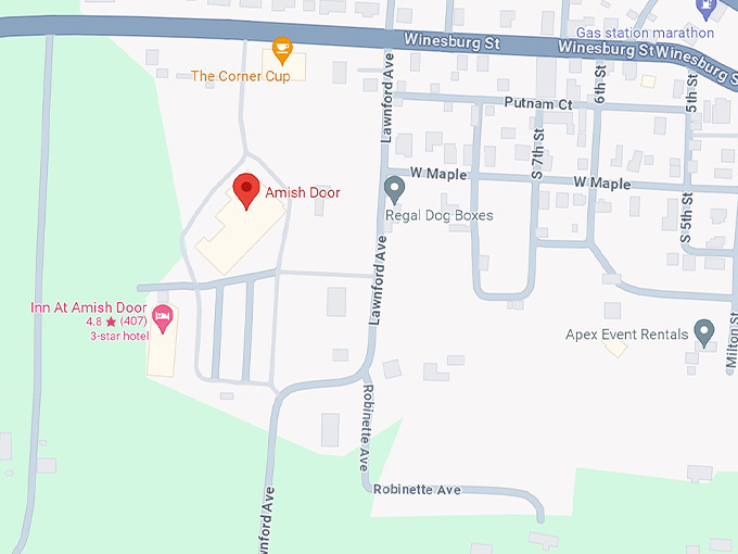 amish door restaurant 10 map