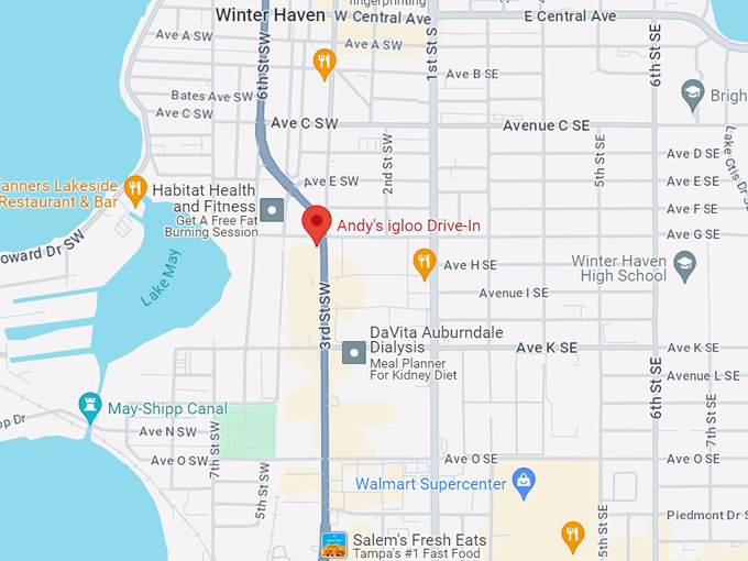 andy's igloo drive in restaurant 10 map