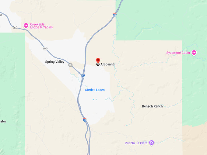arcosanti, arizona 10 map