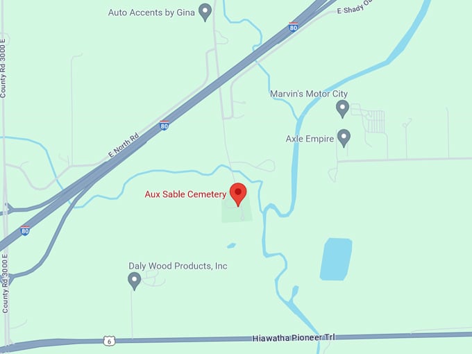 aux sable cemetery 10 map