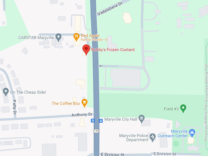 bobby's frozen custard 10 map