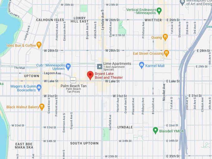 Bryant Lake Bowl and Theater 10 Map