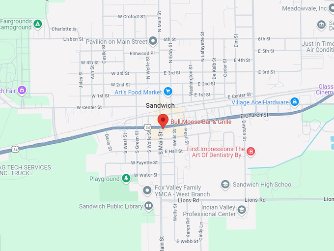 bull moose bar & grille map