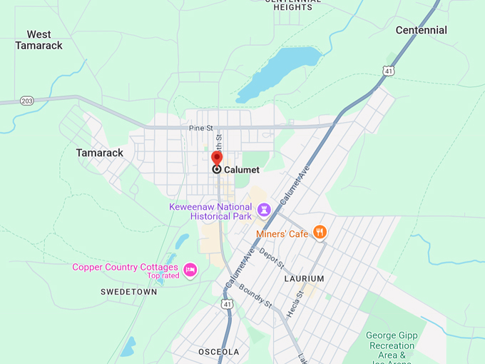 calumet, michigan 10 map