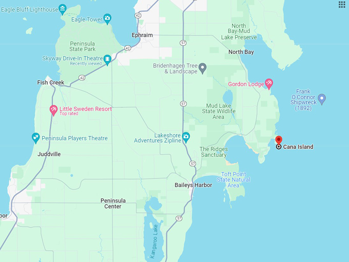 cana island, wi 10 map