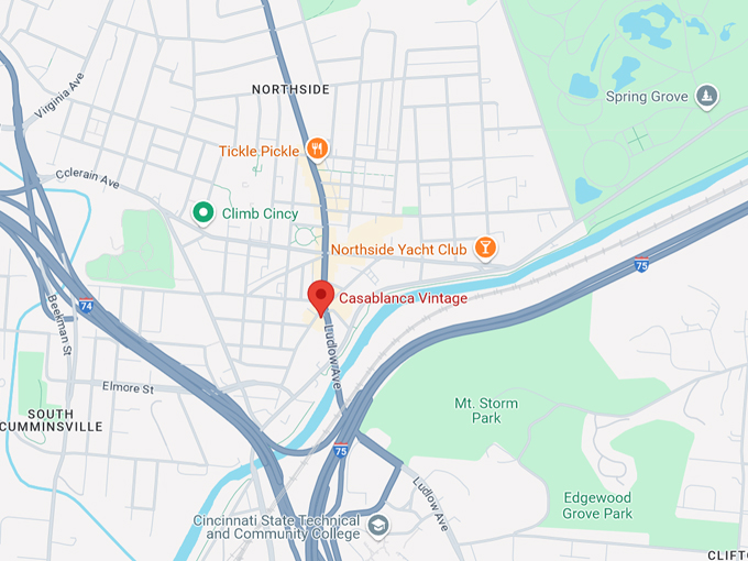 casablanca vintage, cincinnati 10 map