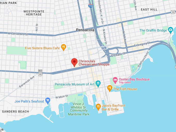 chrisoula's cheesecake shoppe 10 map