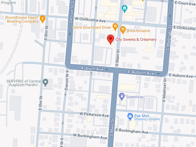 city sweets & creamery map
