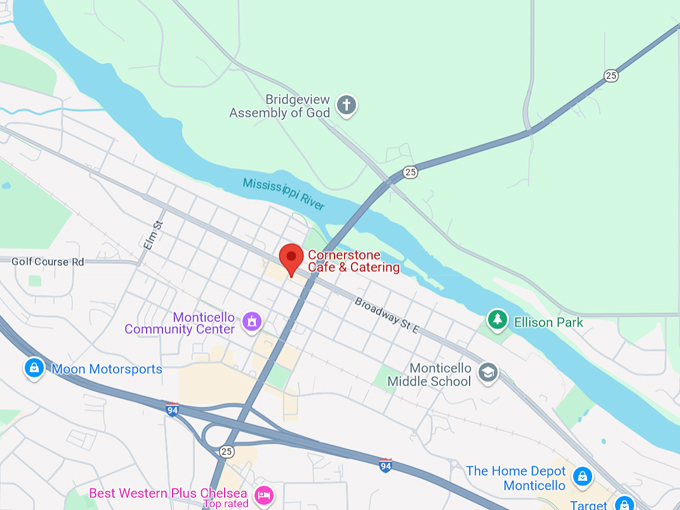 cornerstone cafe & catering 10 map