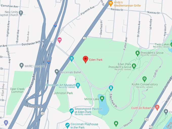 eden park, cincinnati 10 map