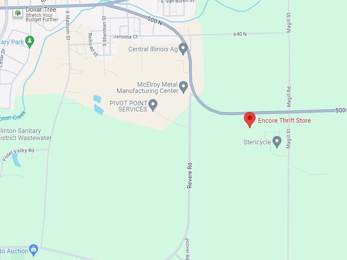 encore thrift store map