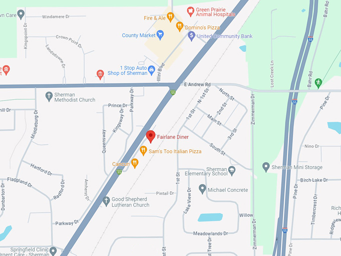 Fairlane Diner 10 Map