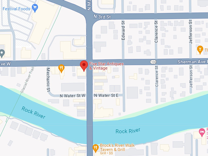 five star antiques & vintage 10 map