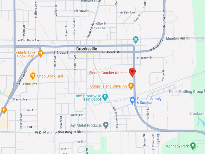 Florida Cracker Kitchen 10 Map