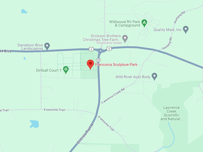 franconia sculpture park 11 map