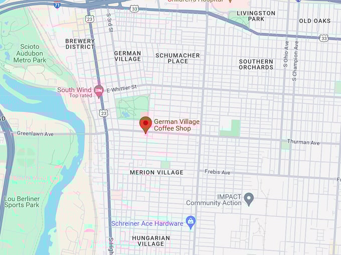 german village coffee shop 10 map