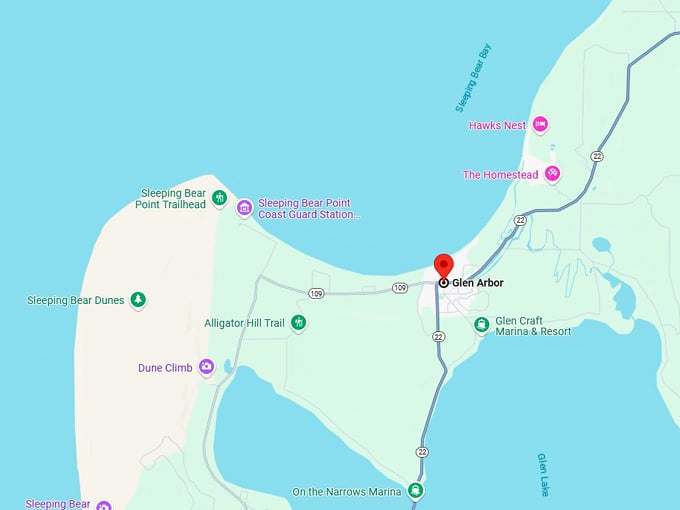 glen arbor, mi 10 map