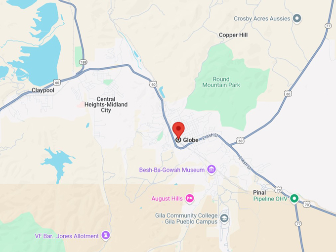 globe, arizona 10 map