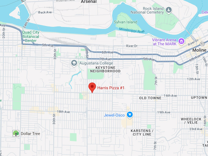 harris pizza 10 map