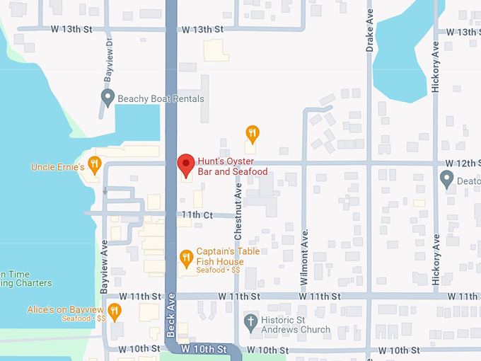 hunt's oyster bar and seafood 10 map