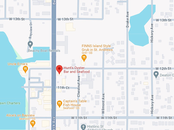 hunt's oyster bar and seafood 10 map