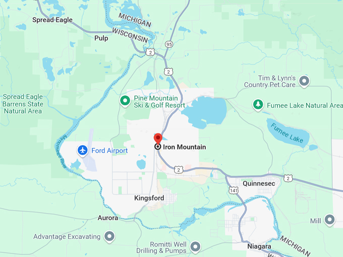 iron mountain, mi 10 map