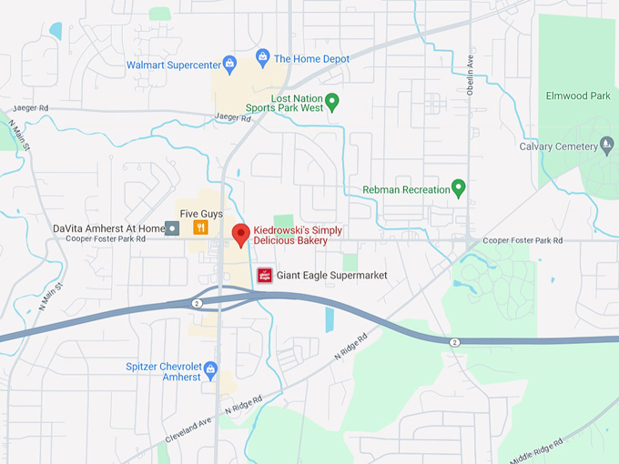 Kiedrowski's Simply Delicious Bakery 10 Map