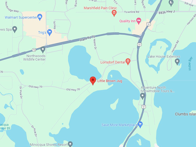 Little Brown Jug map