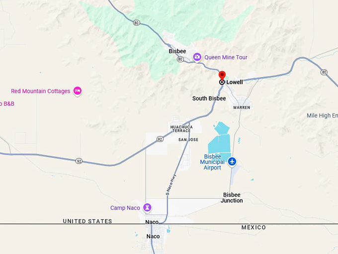 lowell, arizona 10 map