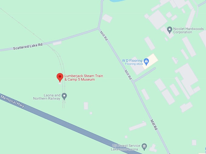 lumberjack steam train & camp 5 museum 10 map