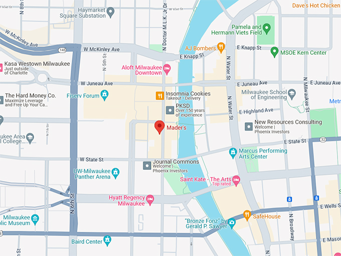 Mader's Restaurant 10 Map