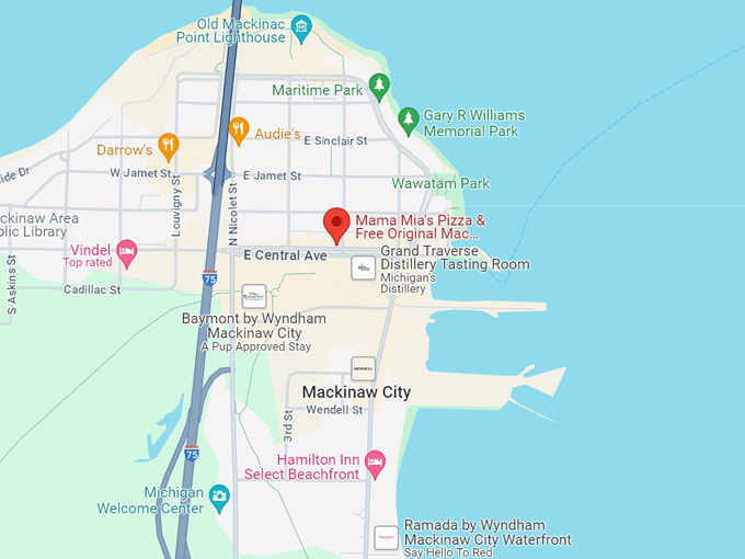 mama mia's pizza & free original mac bridge museum 10 map