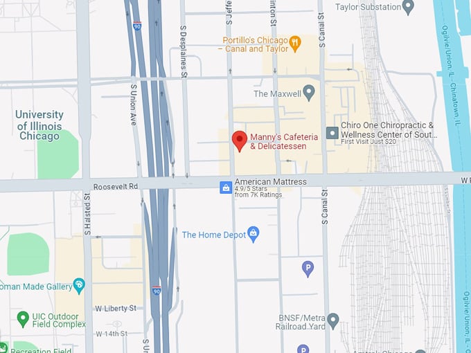 manny's cafeteria & delicatessen 10 map